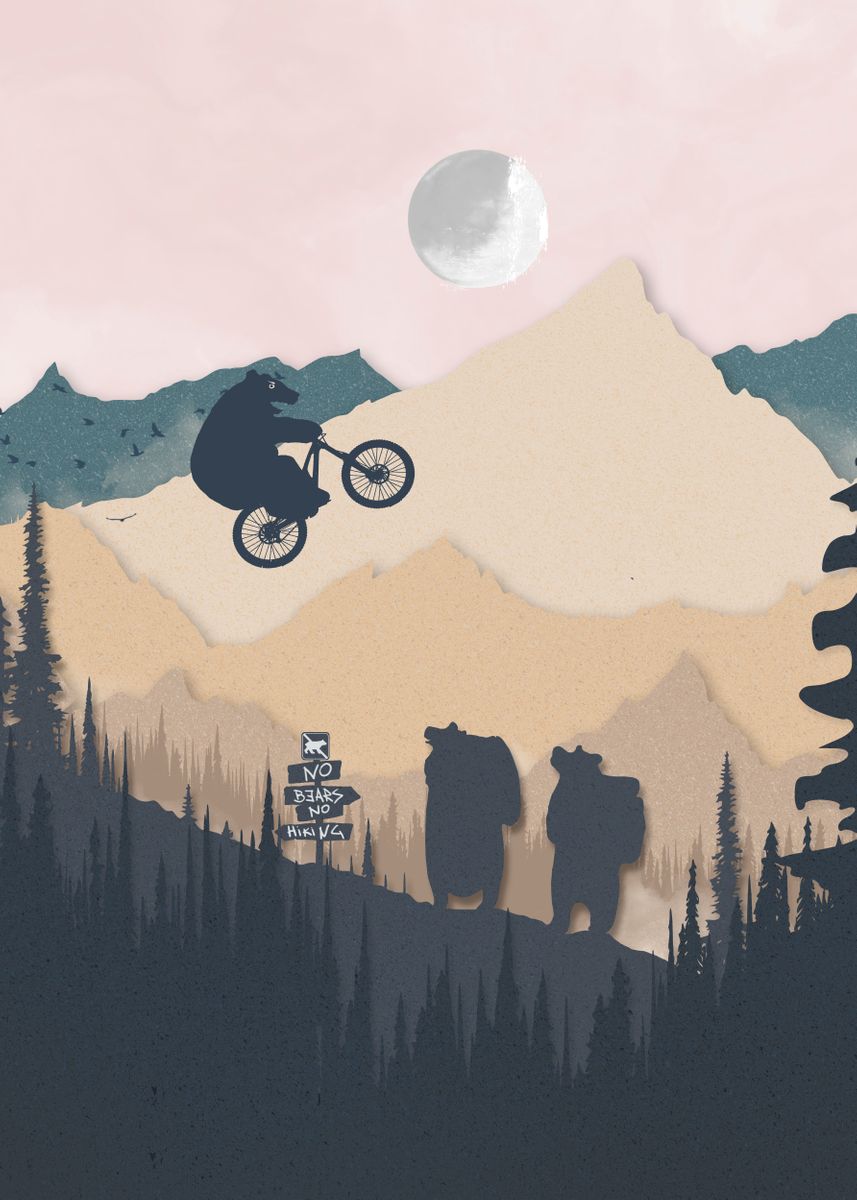 'MTB Downhill and Bikes' Poster, picture, metal print, paint by Ilya ...