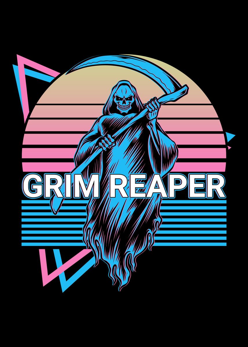 'Grim Reaper Retro' Poster, picture, metal print, paint by ...