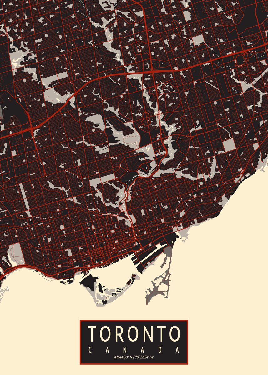 'Toronto City Map Vector' Poster, picture, metal print, paint by deMAP ...