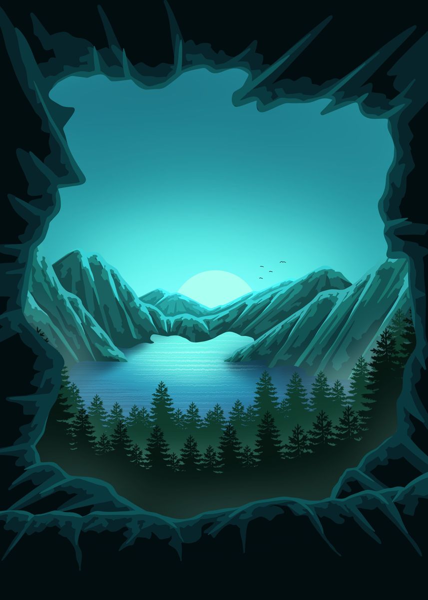 'The View From Inside Cave' Poster, picture, metal print, paint by ...