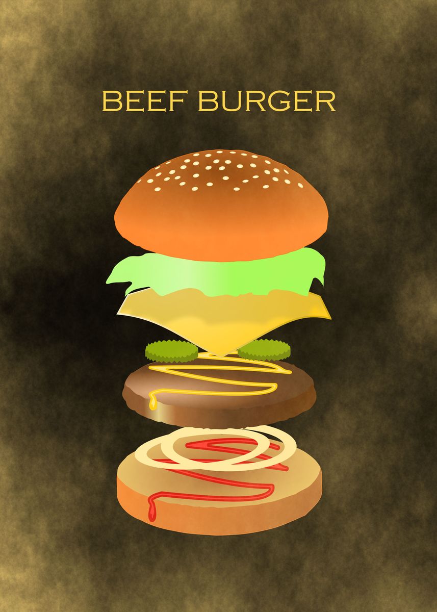 'Beef Burger ' Poster by Spring Flower | Displate