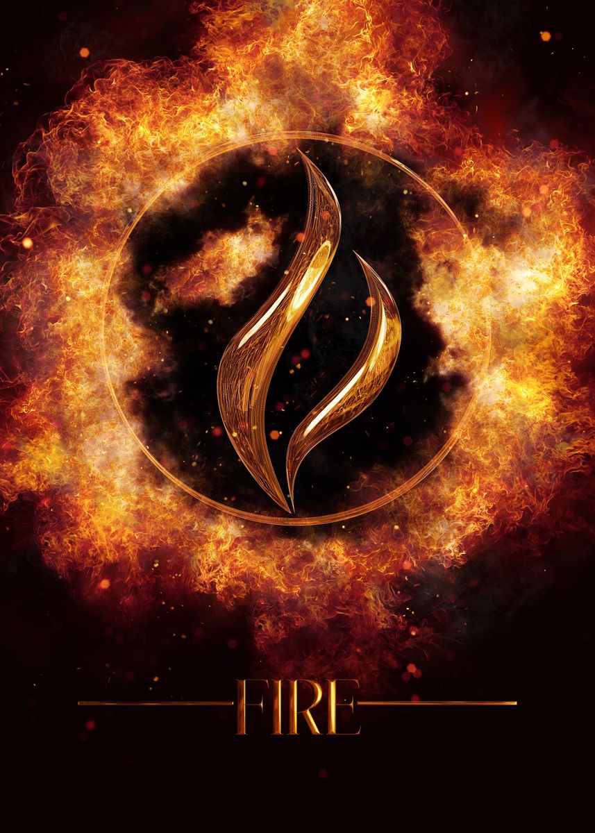 'Fire' Poster, picture, metal print, paint by Petra Rommelfanger | Displate