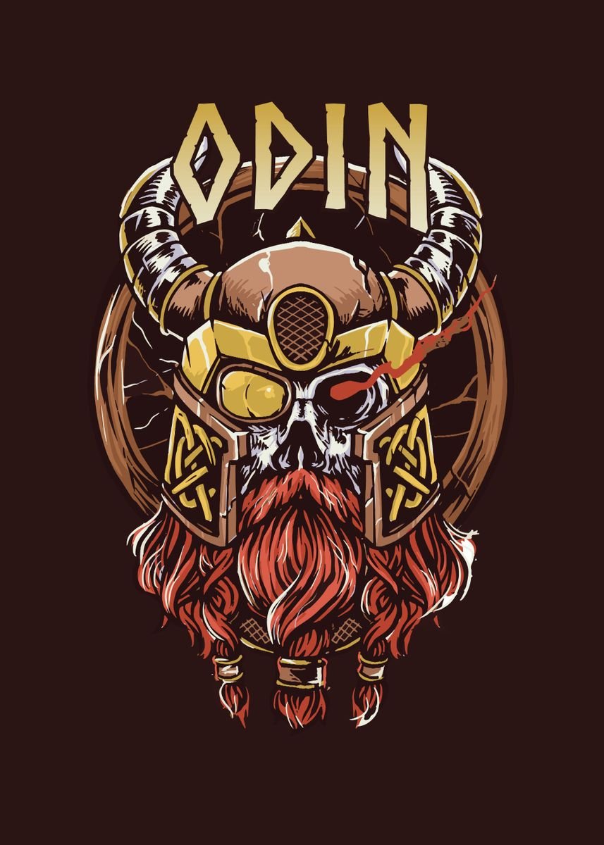 'Odin' Poster, picture, metal print, paint by Huli | Displate