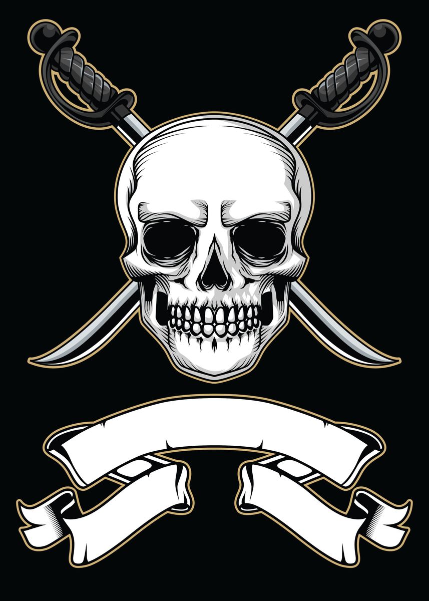 'skull crossed sword' Poster, picture, metal print, paint by PowerUp ...