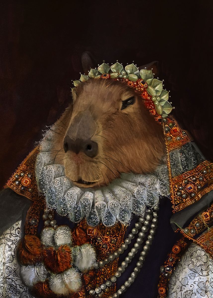 'Capybara as Elizabeth I' Poster, picture, metal print, paint by ...