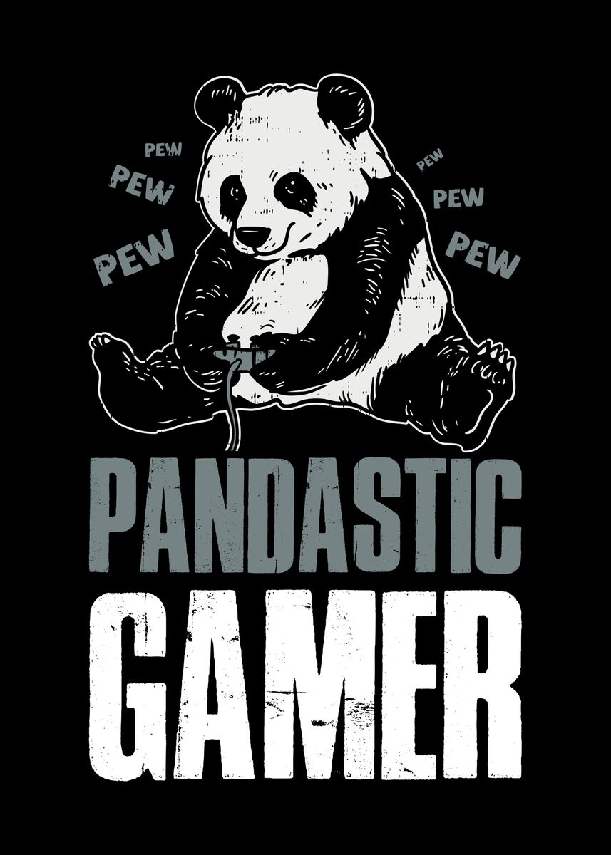 'Gaming Panda' Poster, picture, metal print, paint by CatRobot | Displate