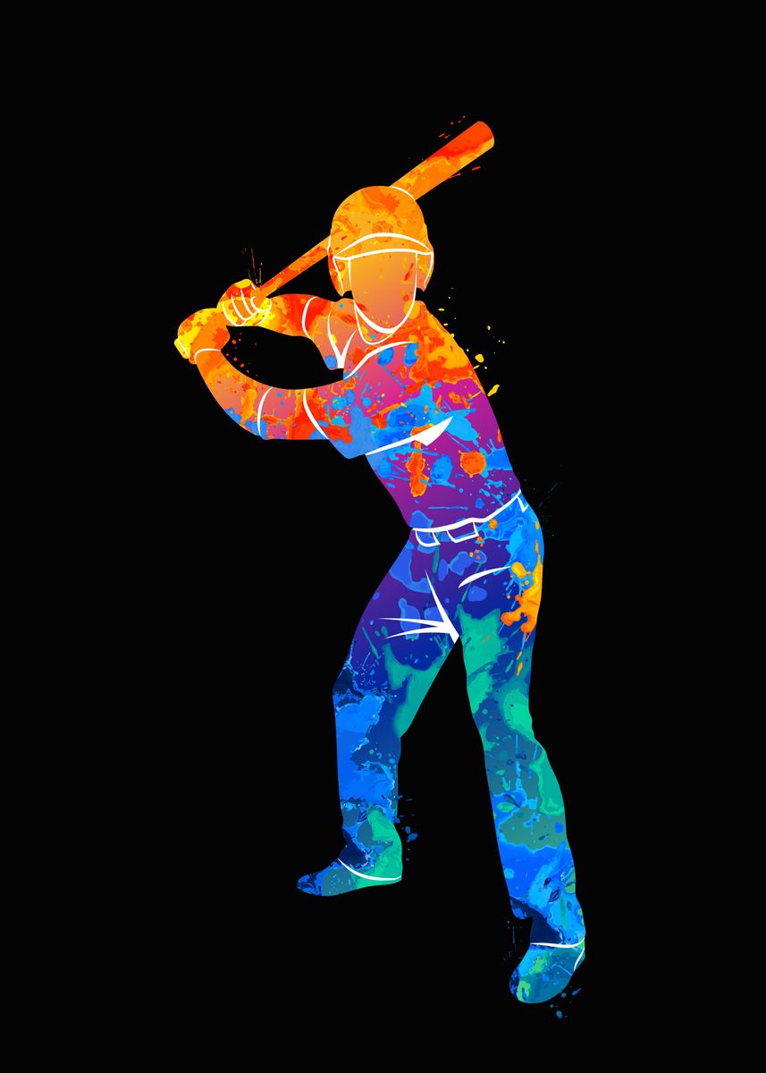 'Abstract baseball player' Poster, picture, metal print, paint by ...
