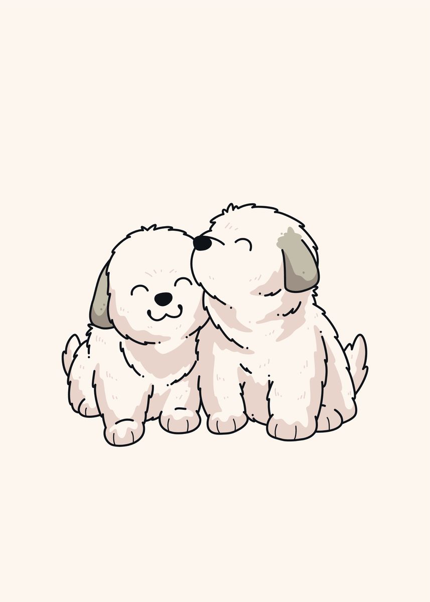 'Cuddling dogs' Poster by Madlow | Displate
