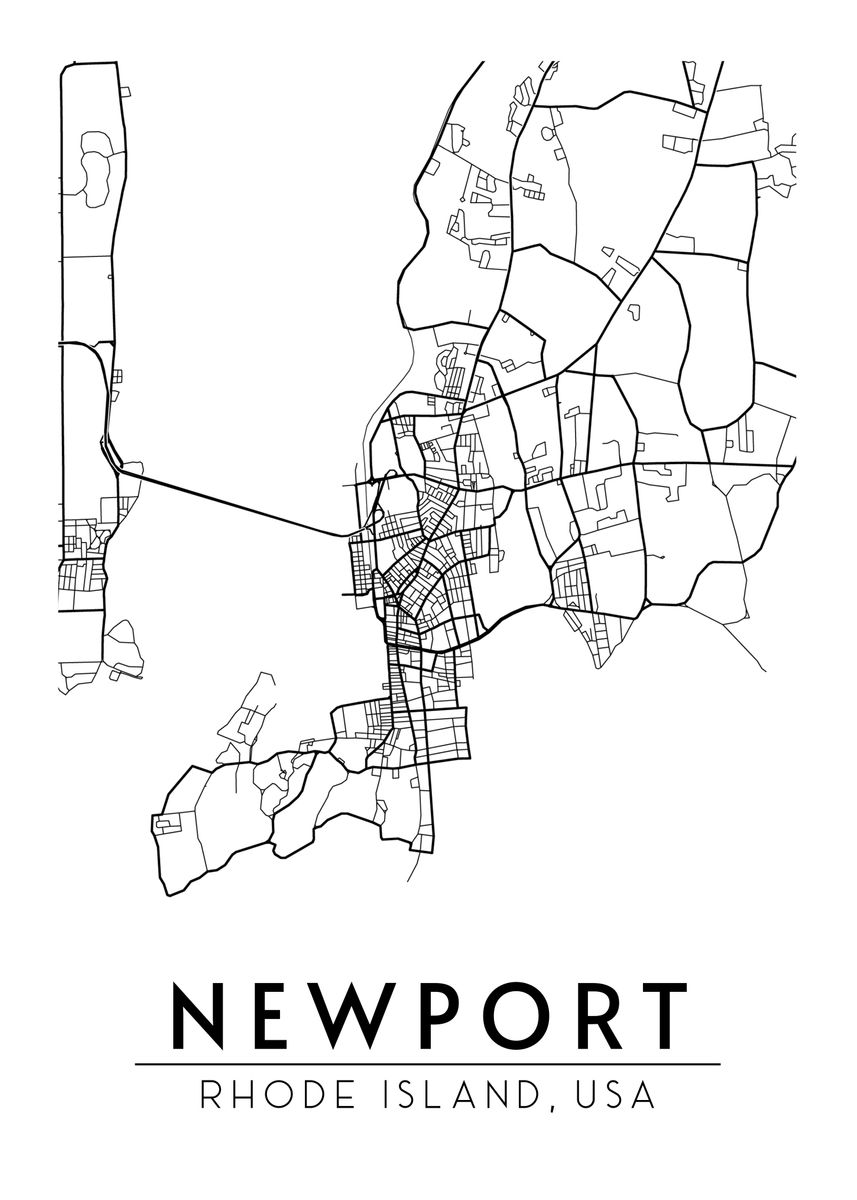 'Newport RI Map ' Poster, picture, metal print, paint by Neo Design ...