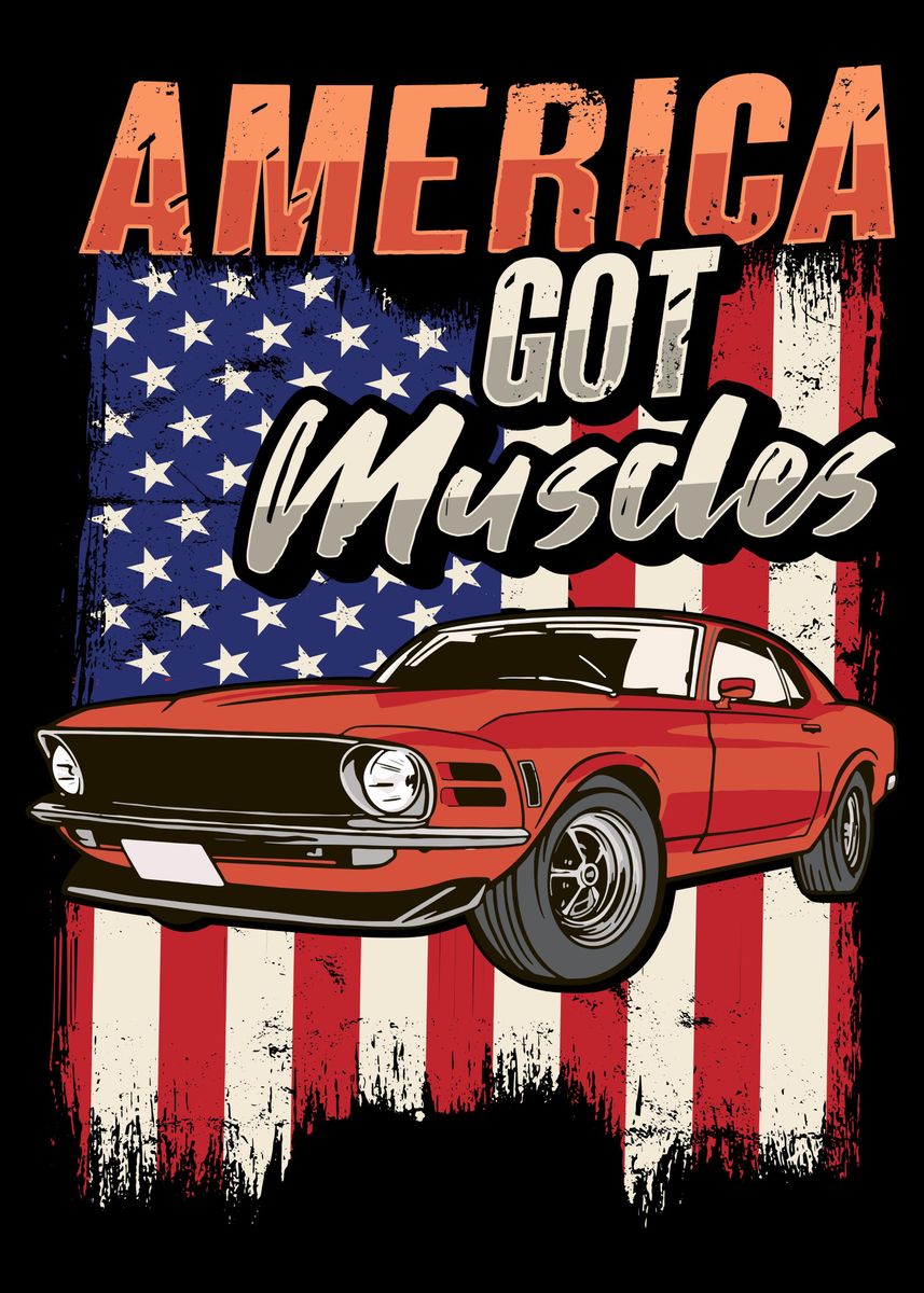 'American muscle car' Poster, picture, metal print, paint by Michael ...