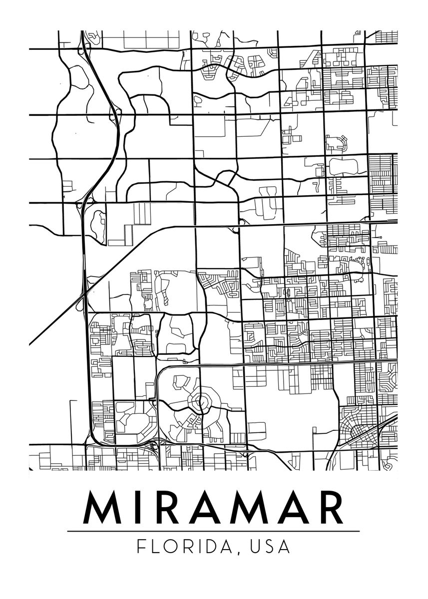  Miramar Florida USA Map Poster Picture Metal Print Paint By Neo