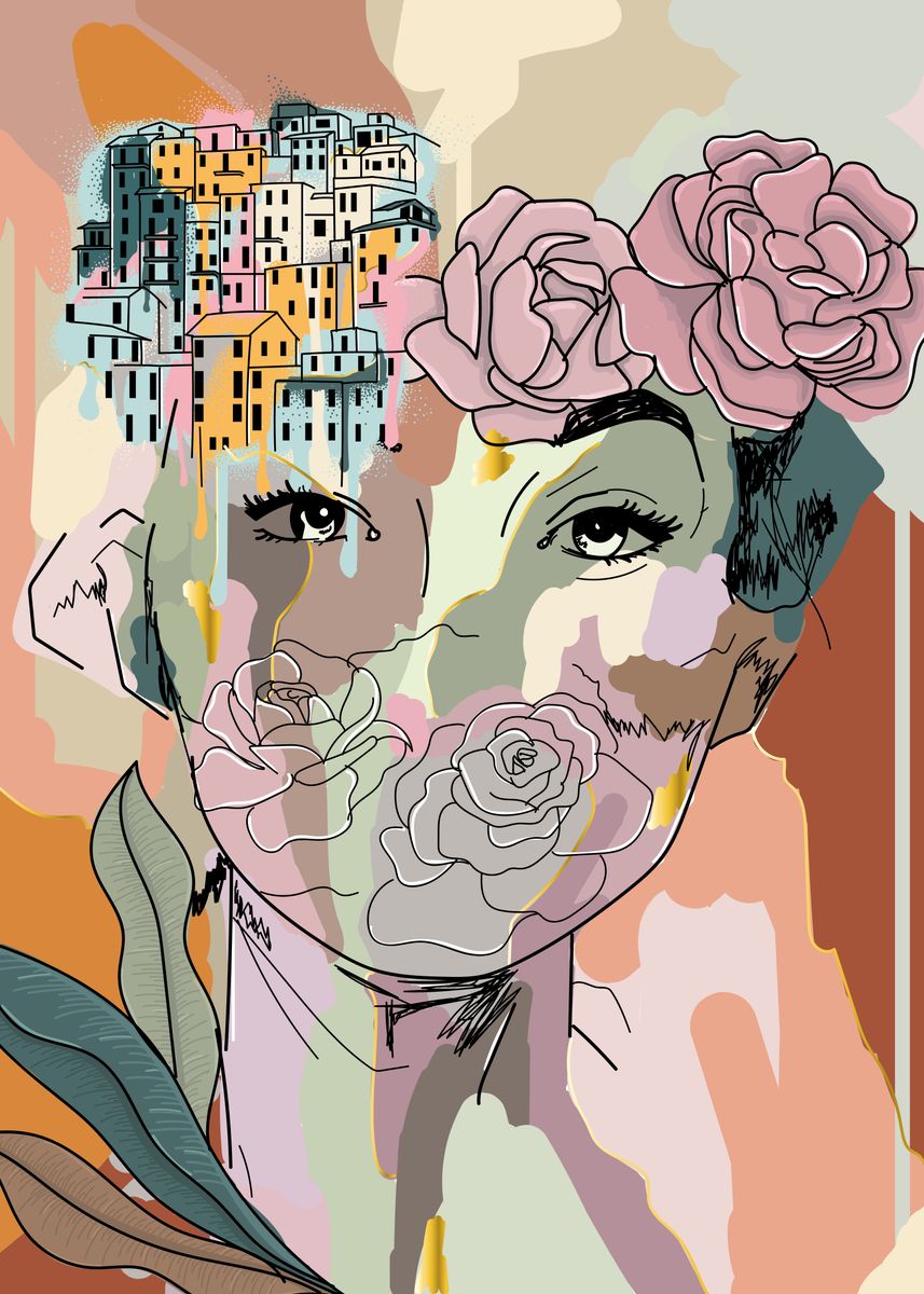 'Floral woman face art' Poster by LunaDreamAddict | Displate