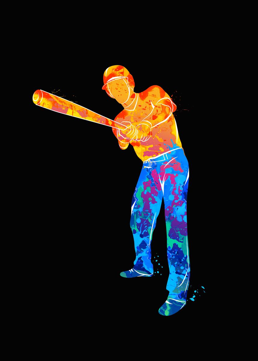 'Abstract baseball player' Poster, picture, metal print, paint by ...