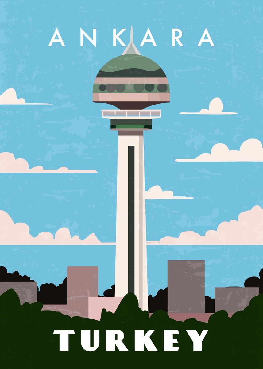 'Ankara Turkey Retro travel' Poster, picture, metal print, paint by ...