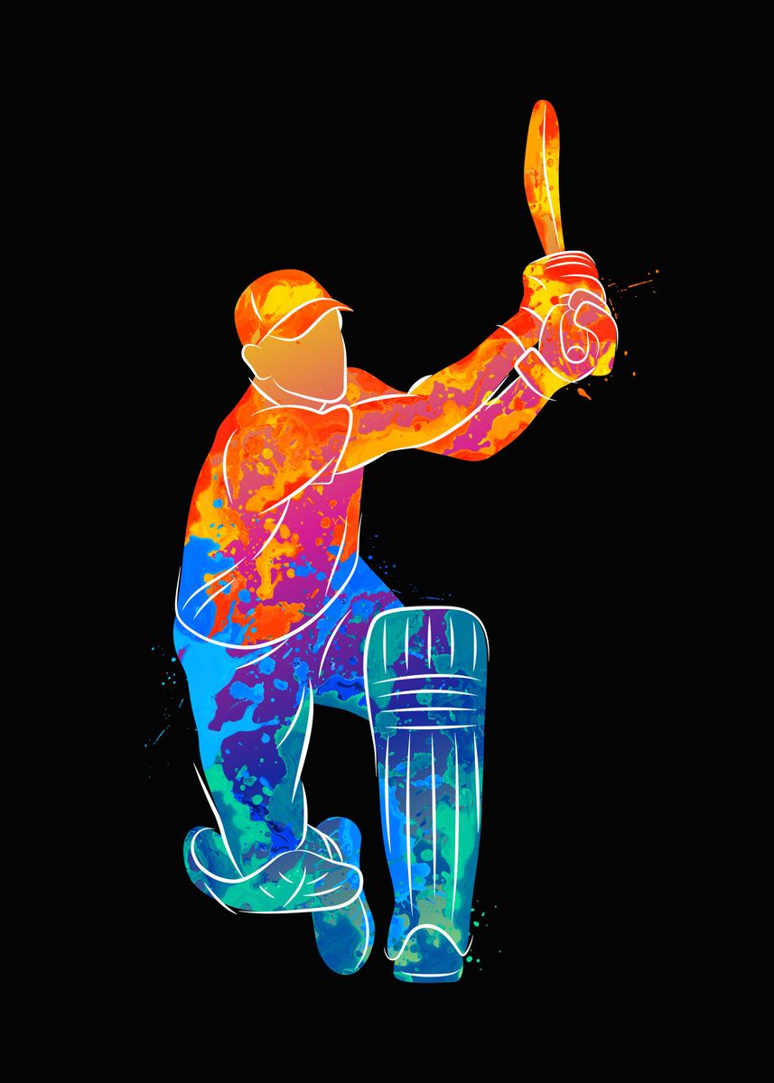 'Abstract baseball player' Poster, picture, metal print, paint by ...