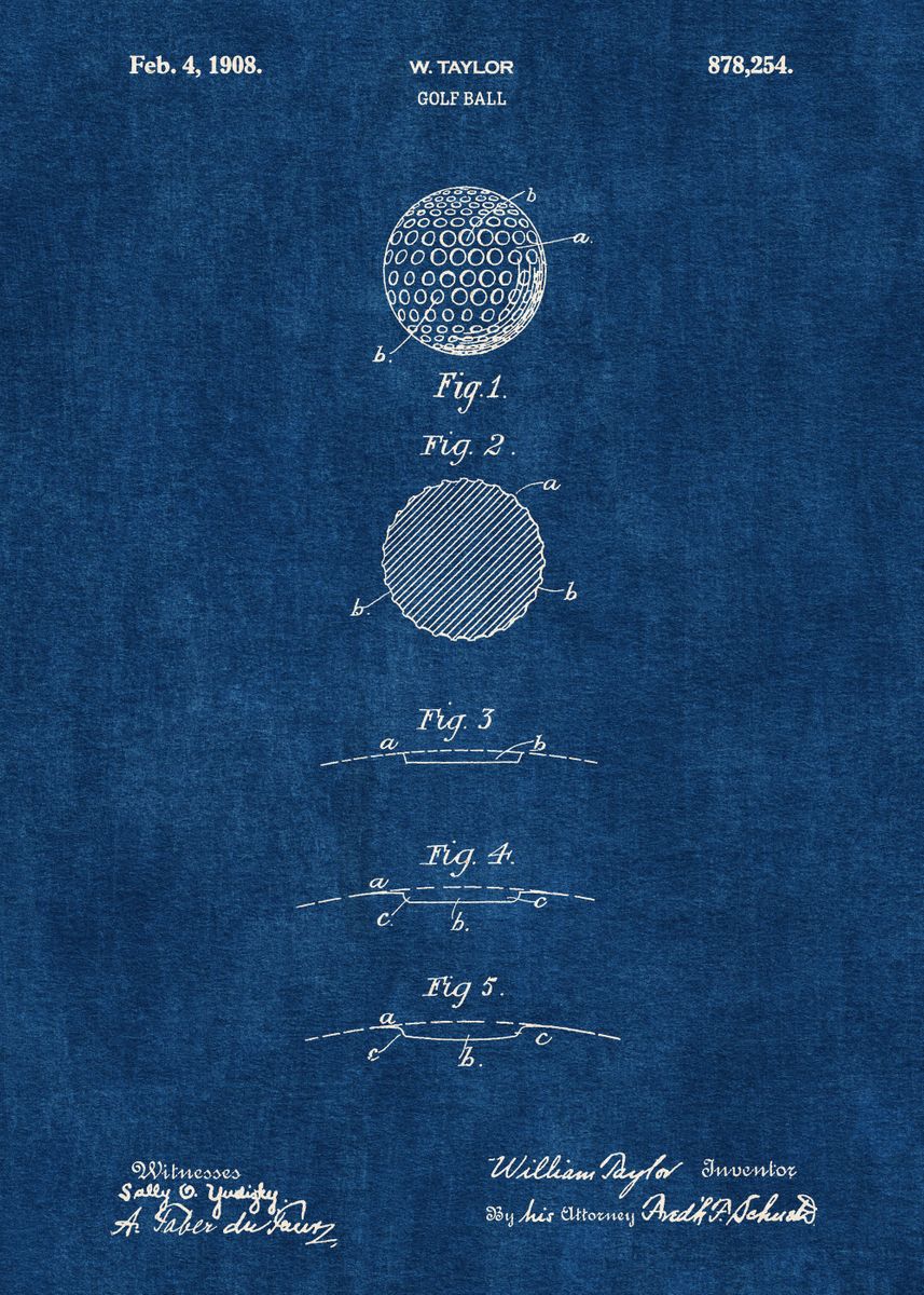 '1908 Golf Ball' Poster, picture, metal print, paint by Daniel Coulmann ...