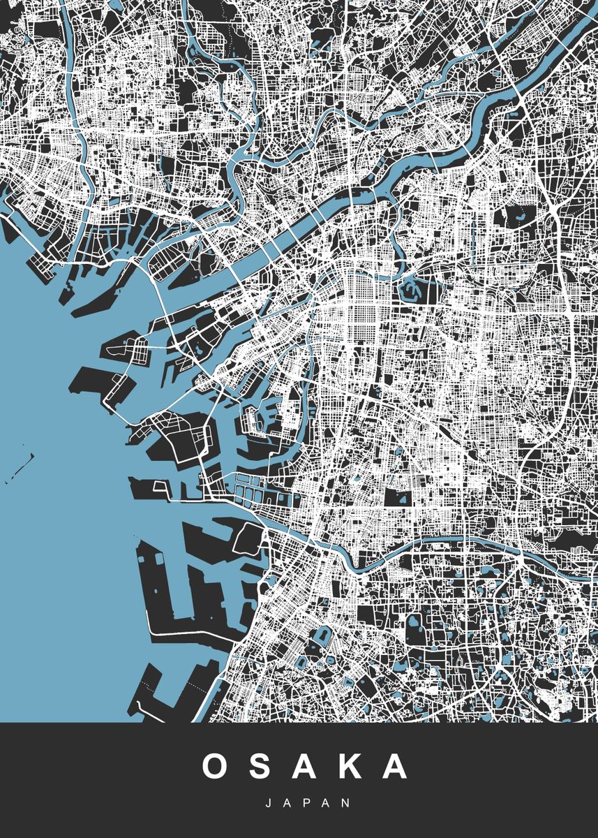 'OSAKA Map JAPAN' Poster by UrbanMaps | Displate