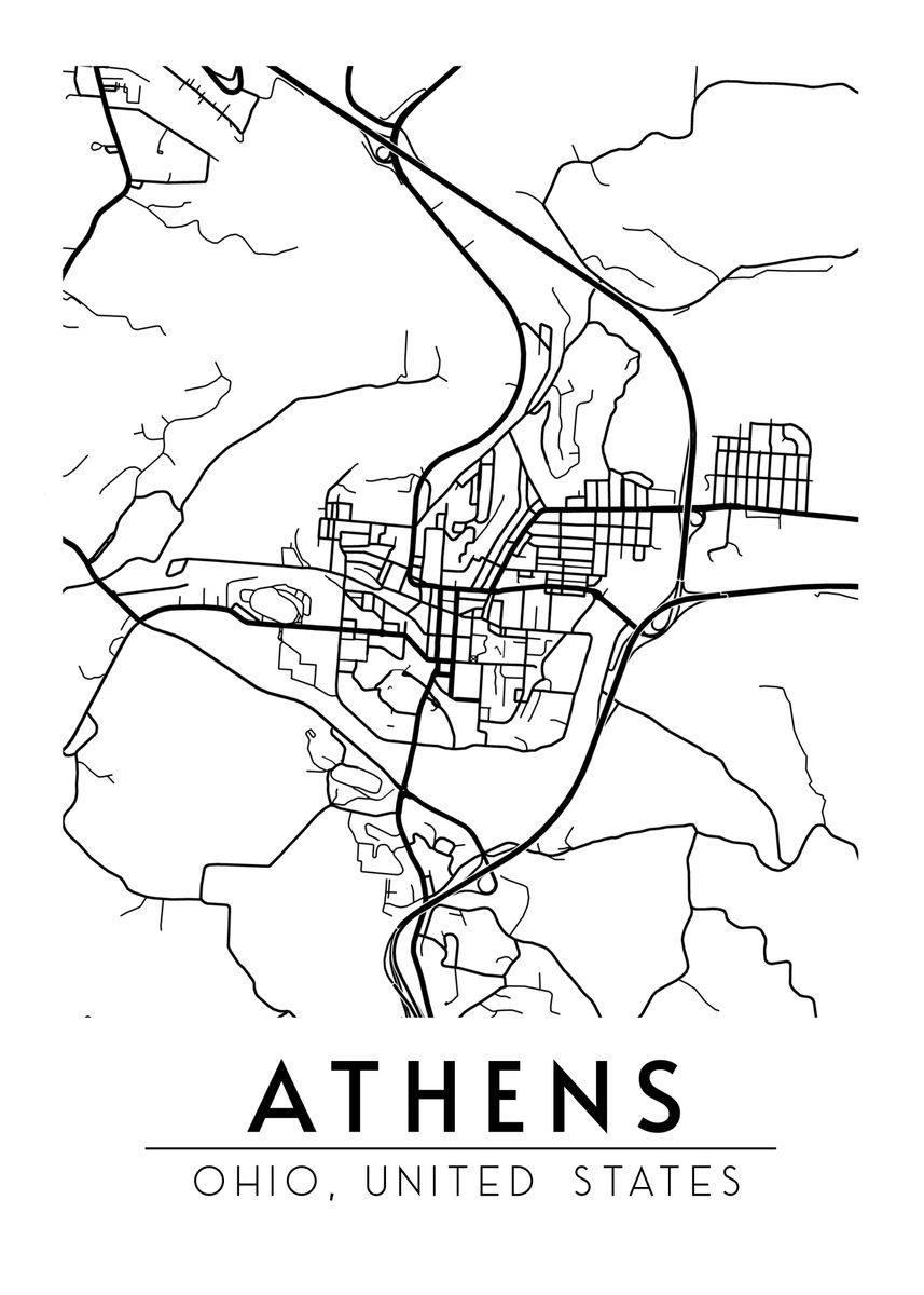 'Athens Ohio Map' Poster, picture, metal print, paint by Neo Design ...