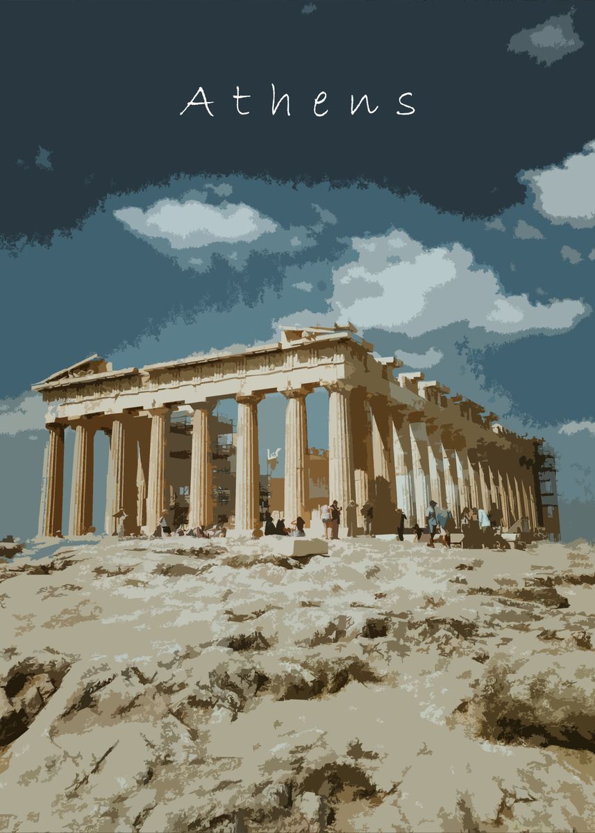 'Athens Travel Poster' Poster, picture, metal print, paint by Mapique ...