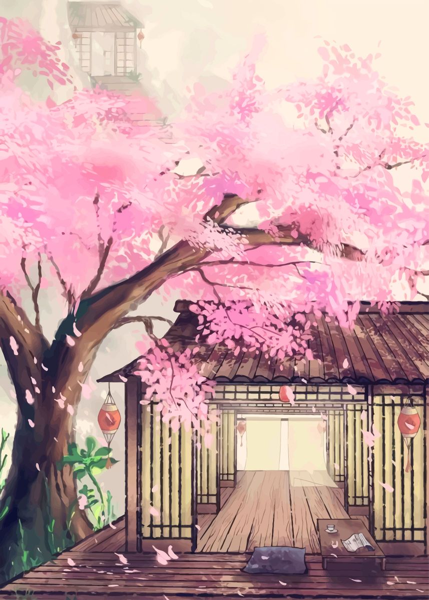 'Japanese Sakura' Poster, picture, metal print, paint by Chisato ...