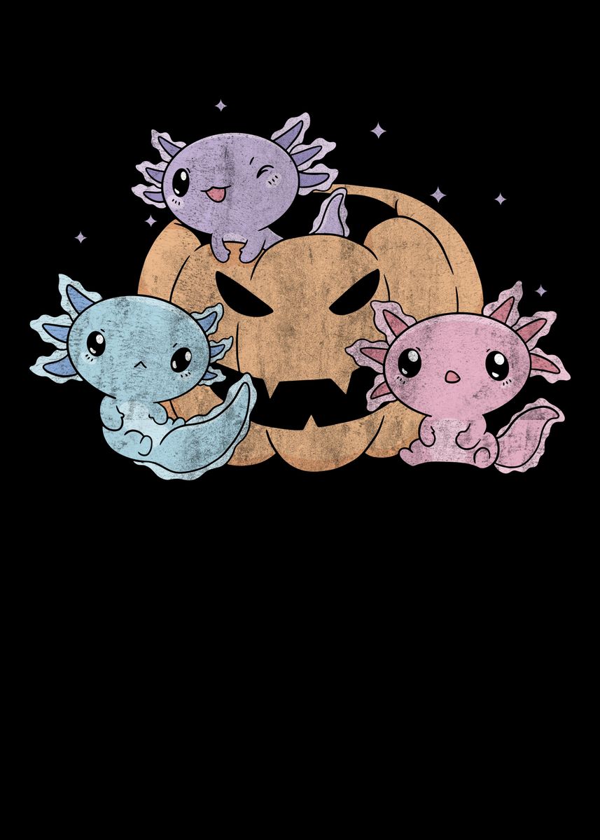 'Spooky Halloween Axolotl' Poster by Lukes Pixel Studio | Displate