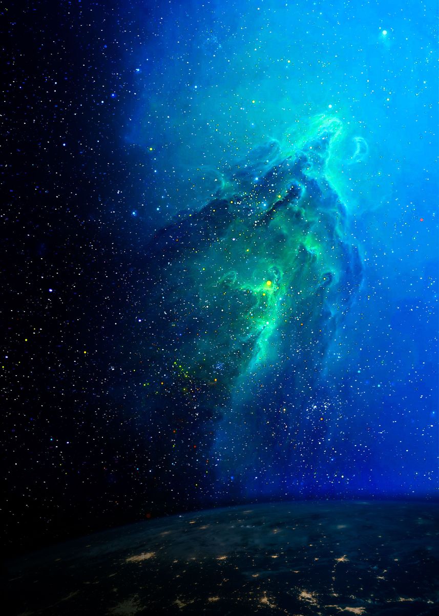 'Deep Blue Space' Poster, picture, metal print, paint by Shaheen Khan ...