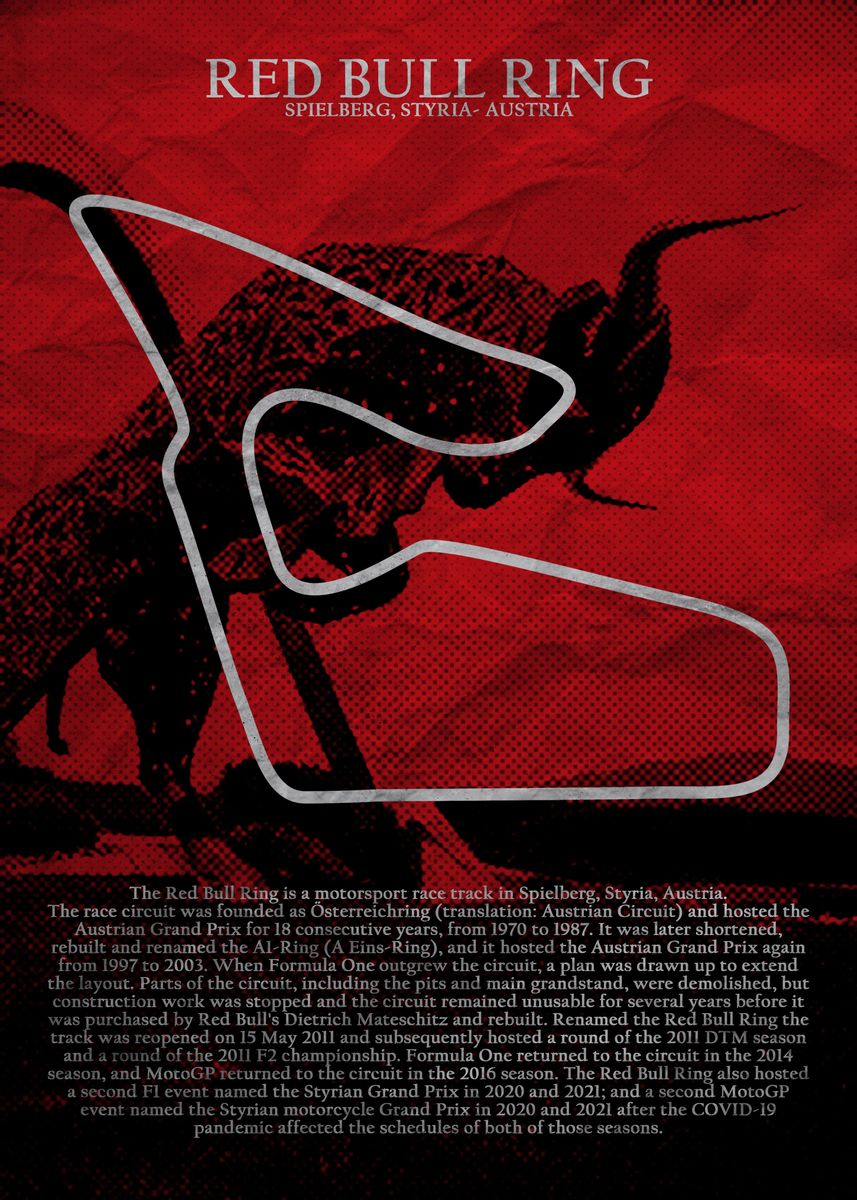 'RED BULL RING' Poster, picture, metal print, paint by MoveUp | Displate