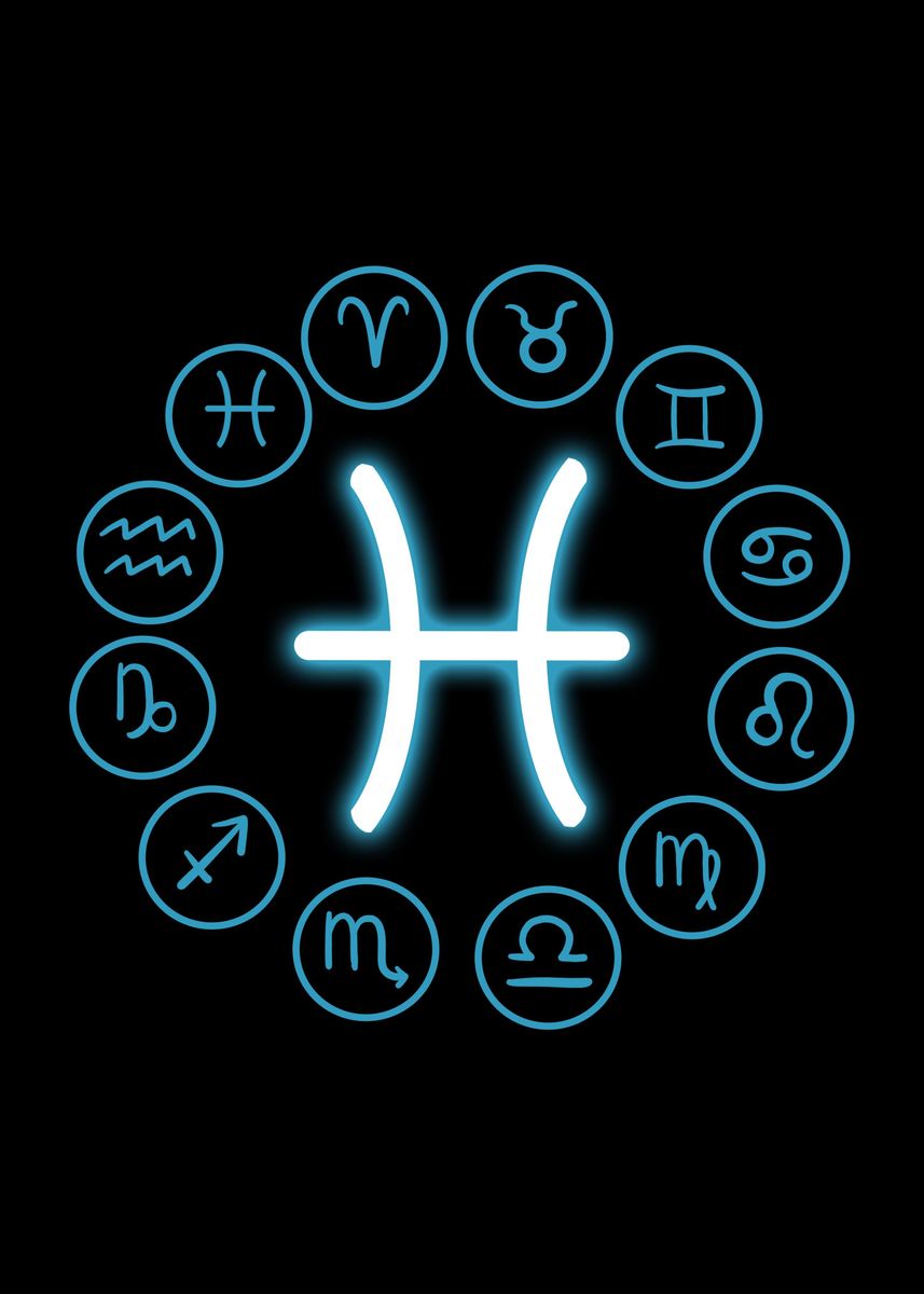 'Pisces Sign' Poster, picture, metal print, paint by FunnyGifts | Displate