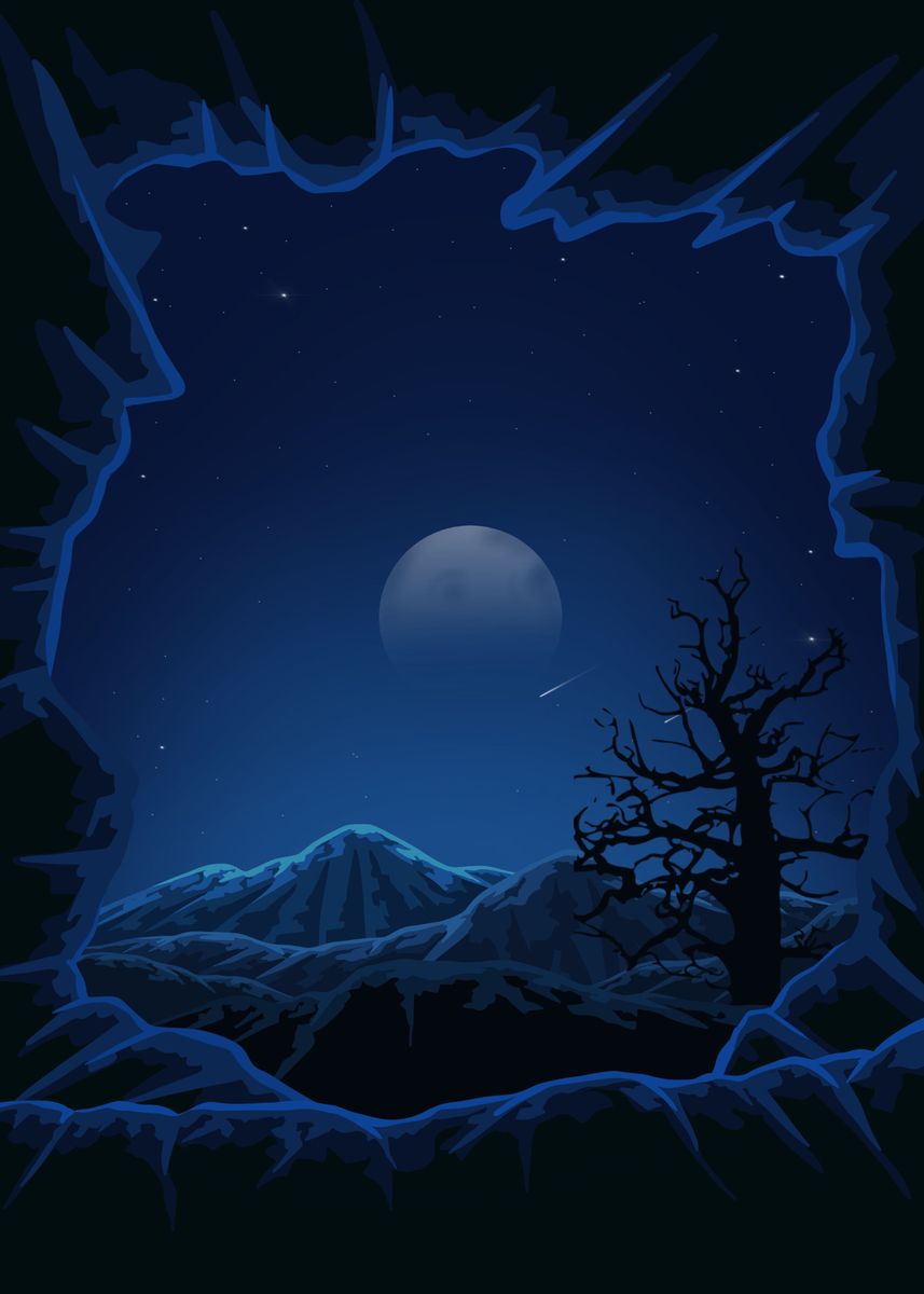 'Night Vibes From The Cave' Poster, picture, metal print, paint by ...