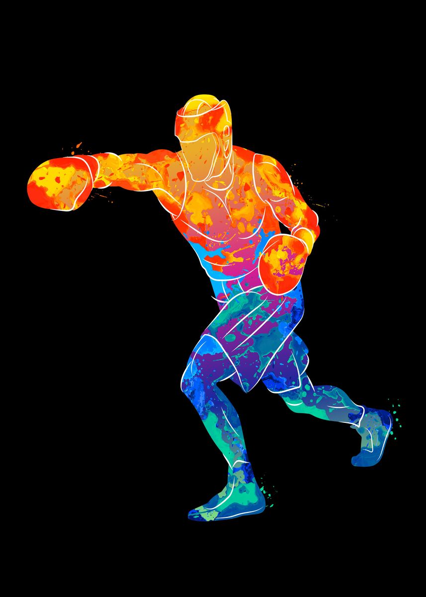 'Boxer man in watercolor' Poster, picture, metal print, paint by Nguyen ...