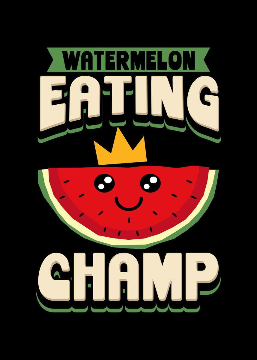'Watermelon Eating Champ' Poster, picture, metal print, paint by Uwe ...