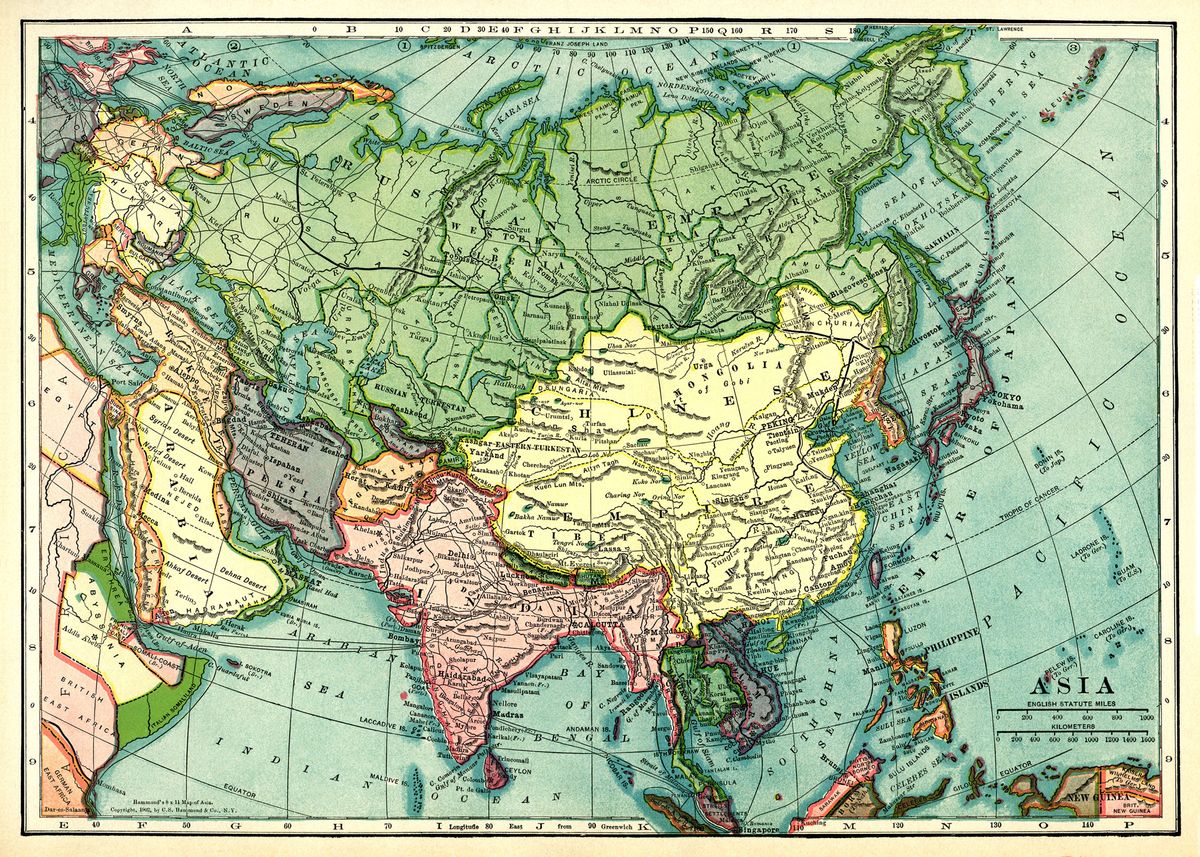 'Vintage Map of Asia' Poster by Sam Kal | Displate