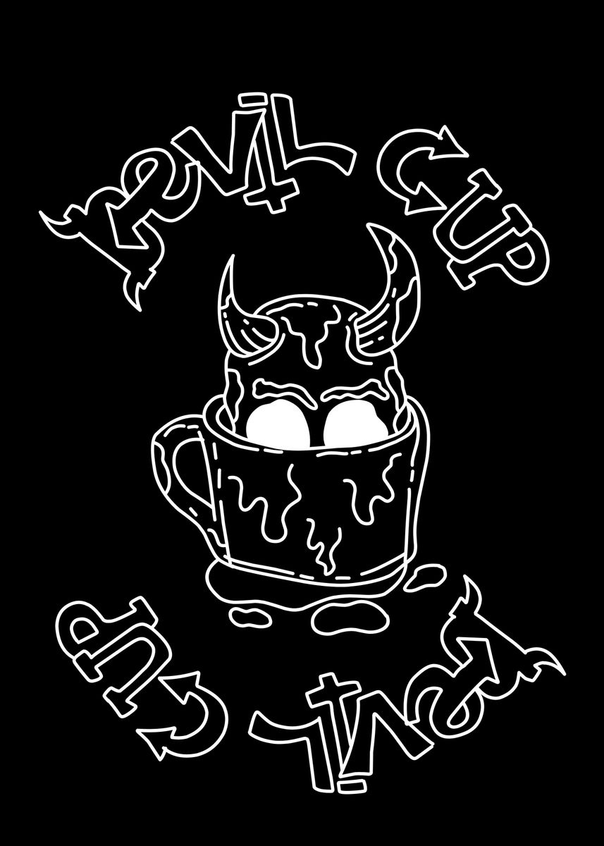 'cup devil' Poster, picture, metal print, paint by tarin muj | Displate