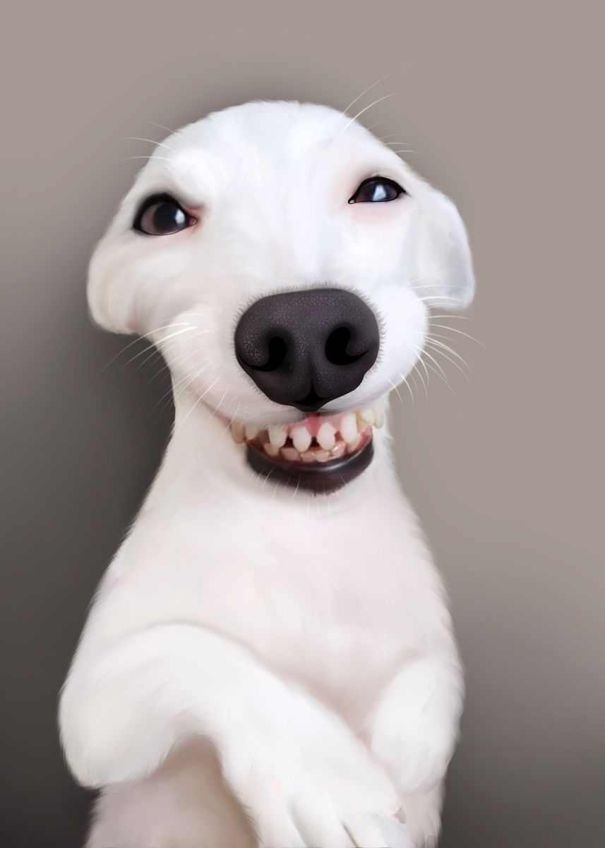 'happy dog' Poster, picture, metal print, paint by sinnois | Displate