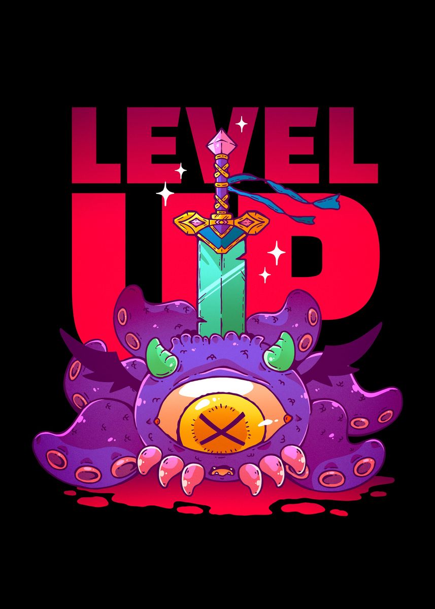 'LEVEL UP' Poster, picture, metal print, paint by Sofía Mengoni | Displate