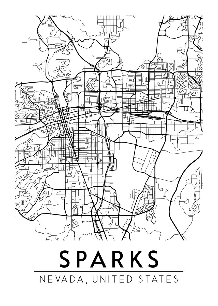 'Sparks Nevada Usa Map' Poster, picture, metal print, paint by Neo ...