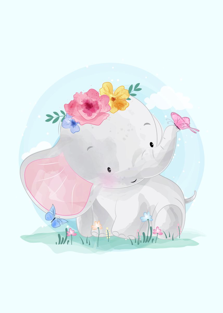 'Cute Elephant Playing' Poster by Faissal Thomas | Displate