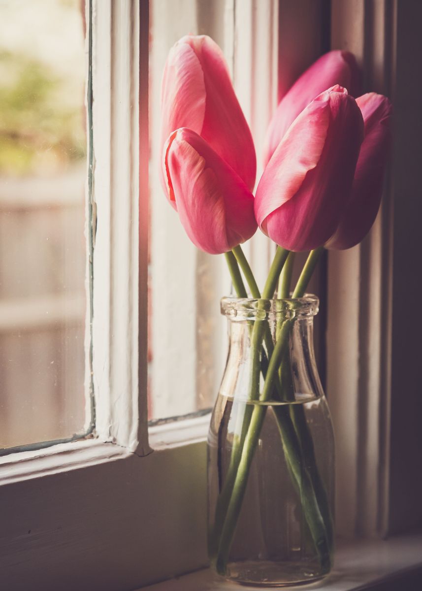 'tulip flower vase' Poster by Amazing Artist | Displate