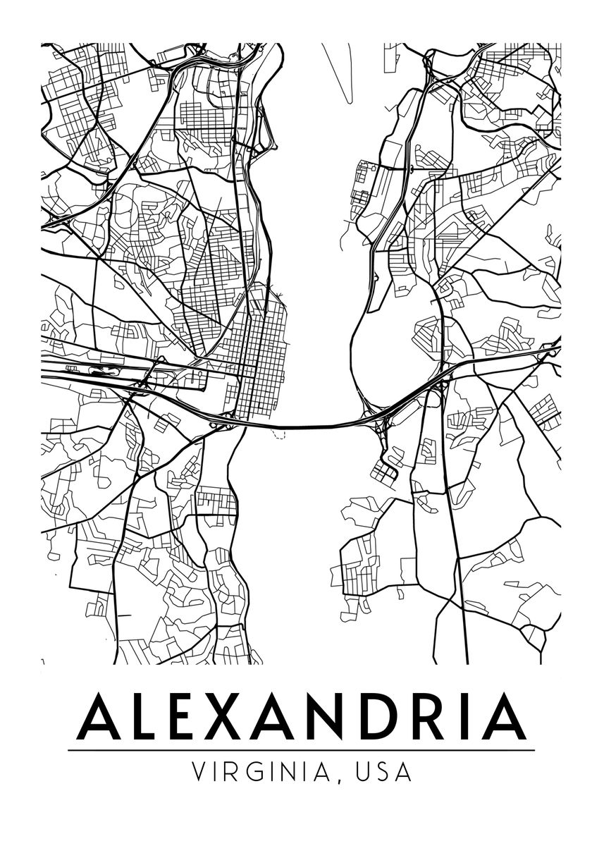 'Alexandria Virginia Map' Poster, picture, metal print, paint by Neo ...