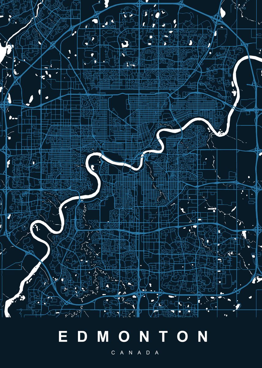'EDMONTON Map CANADA' Poster, picture, metal print, paint by UrbanMaps ...