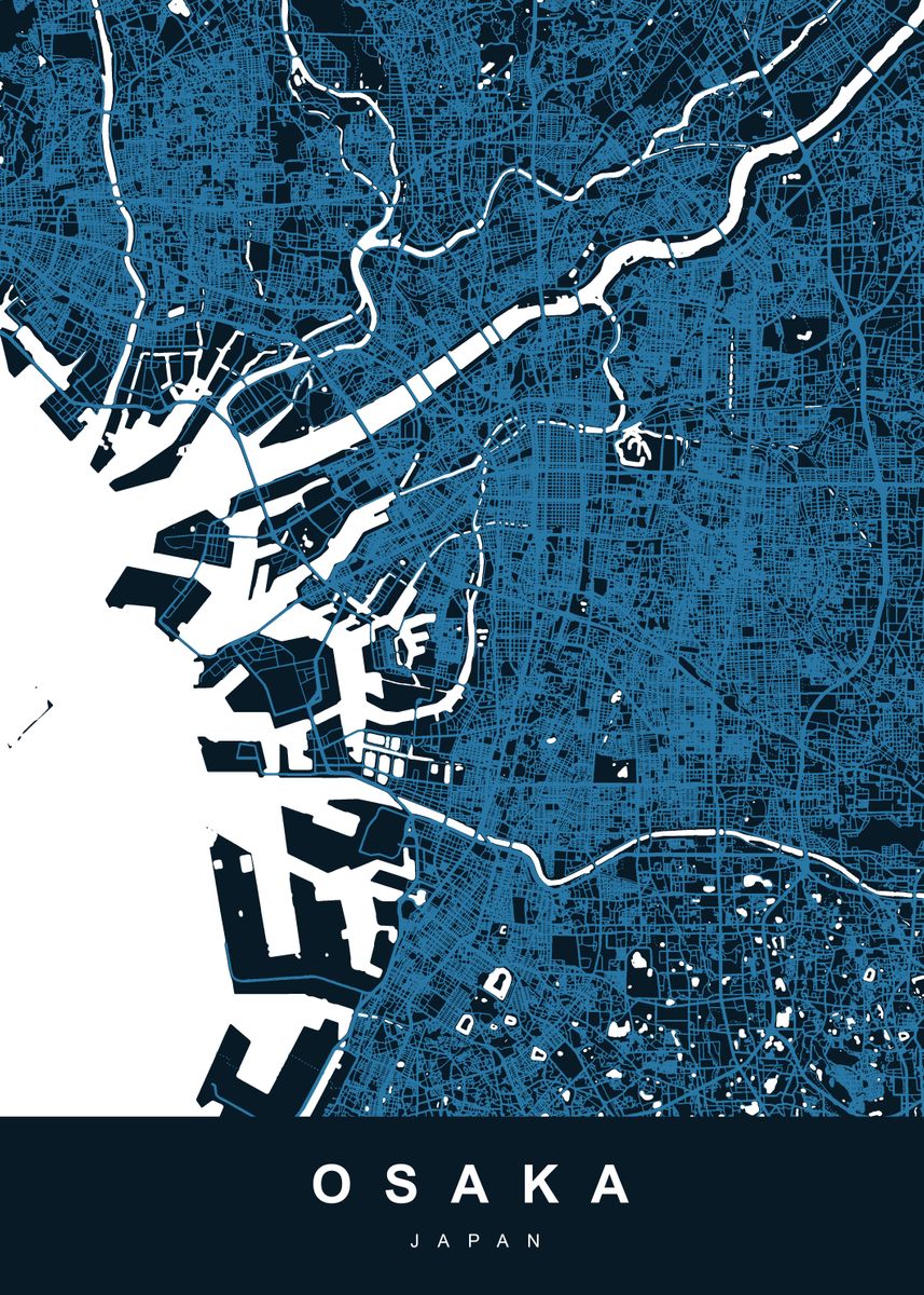 'OSAKA Map JAPAN' Poster, picture, metal print, paint by UrbanMaps ...