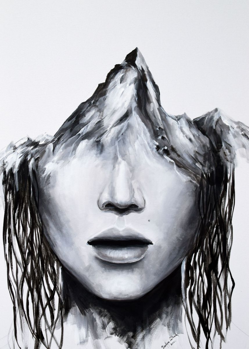 'Abstract mountain face art' Poster, picture, metal print, paint by ...