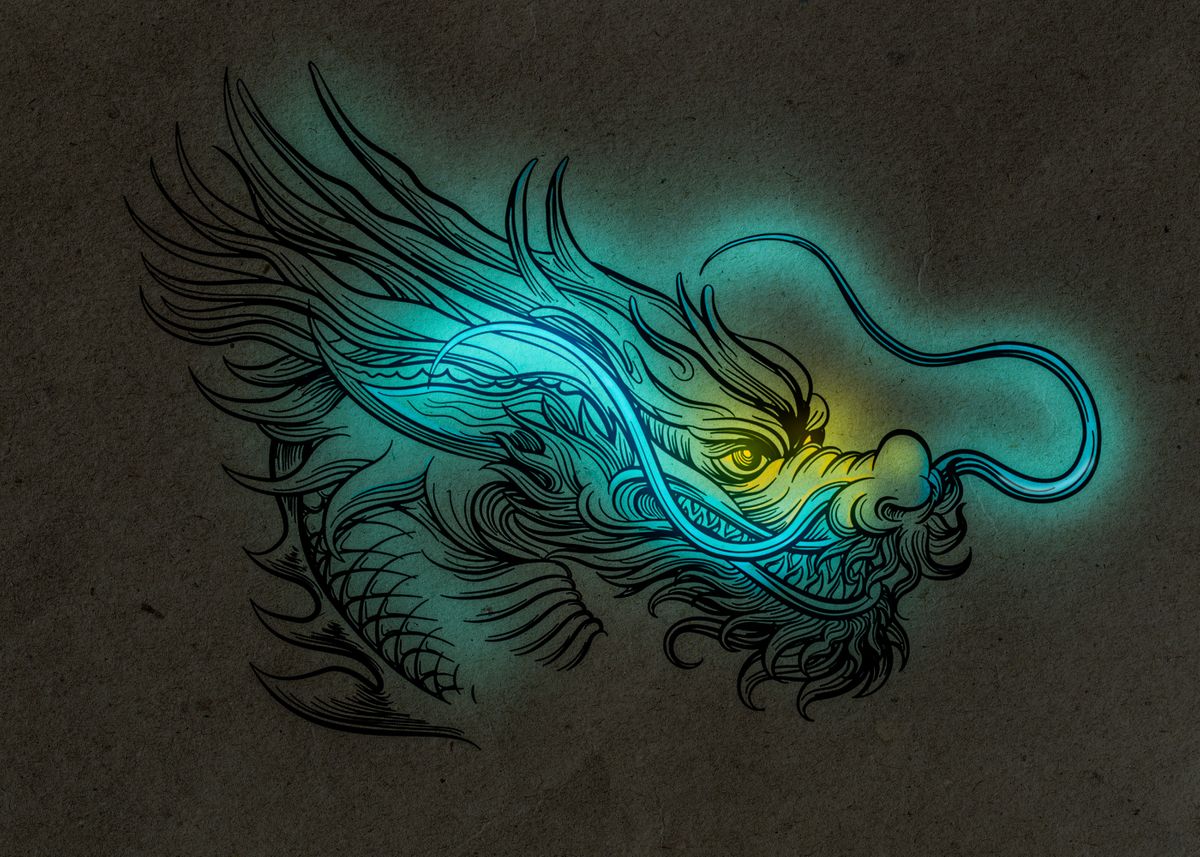 'Glowing Dragon' Poster by PosterSuite | Displate