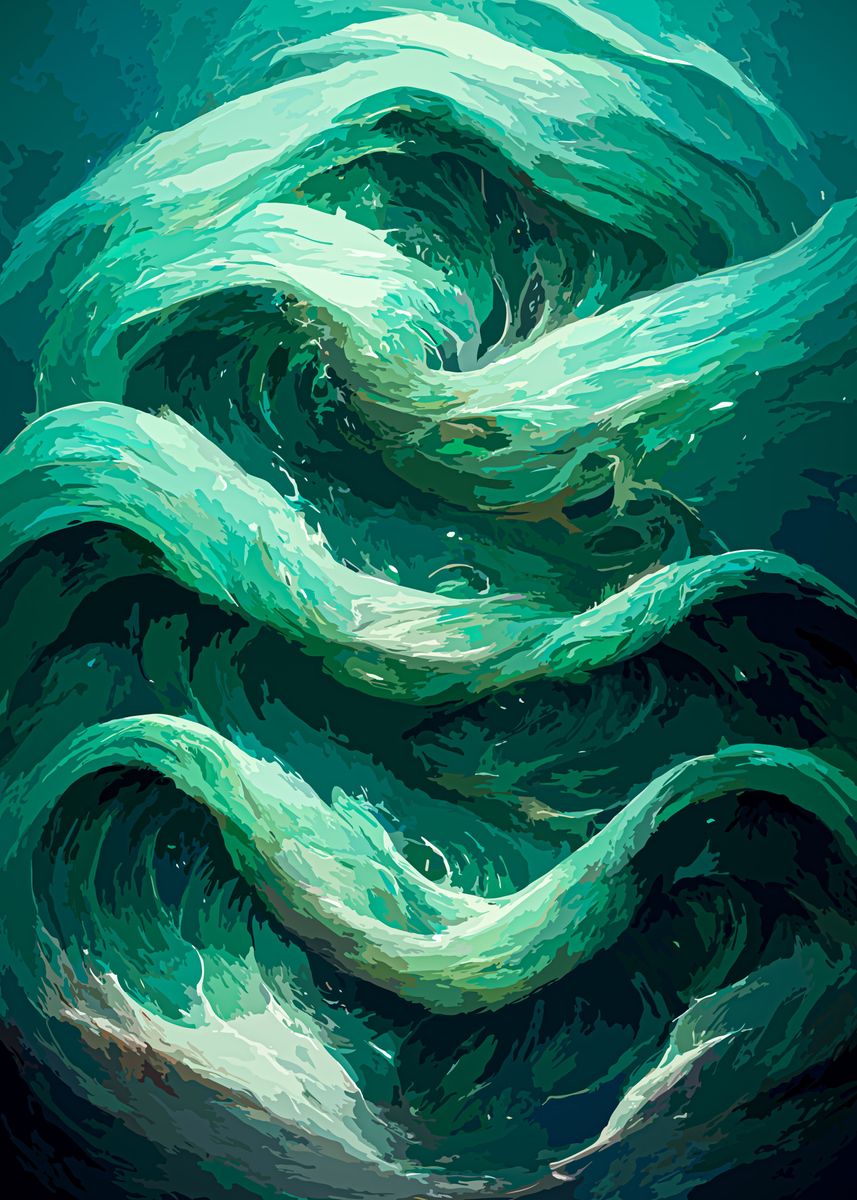'Waves of Jade' Poster, picture, metal print, paint by Dylan Weber ...