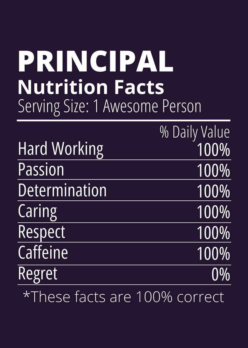 'Principal Nutrition Facts ' Poster, picture, metal print, paint by ...