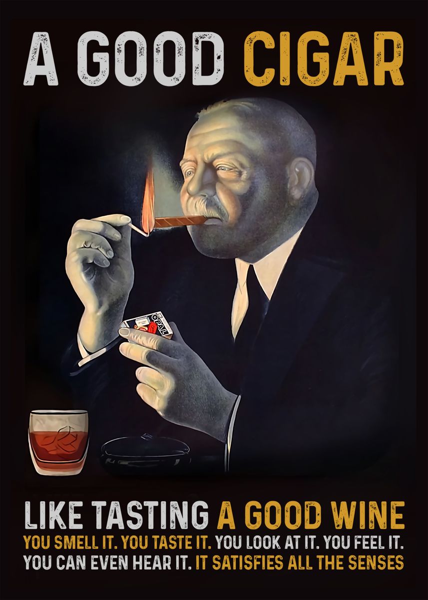 'A Good Cigar' Poster, picture, metal print, paint by Boon Bi | Displate