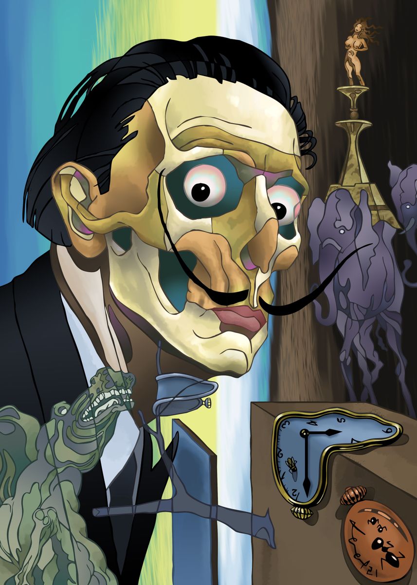 'Dali skull master' Poster, picture, metal print, paint by Jatuchoti Limpachoti | Displate