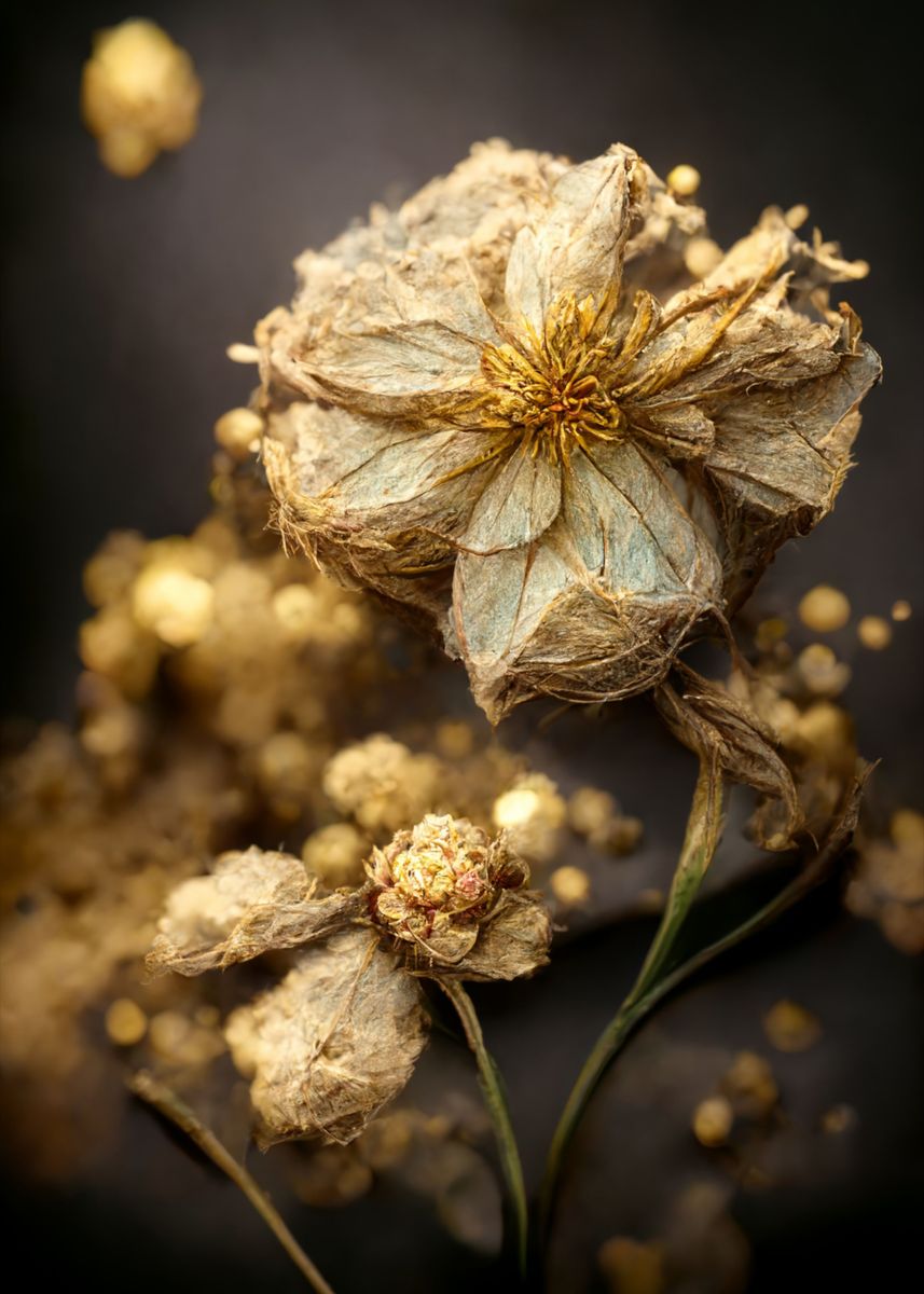 'Dry golden flower' Poster, picture, metal print, paint by HEMERSON ...