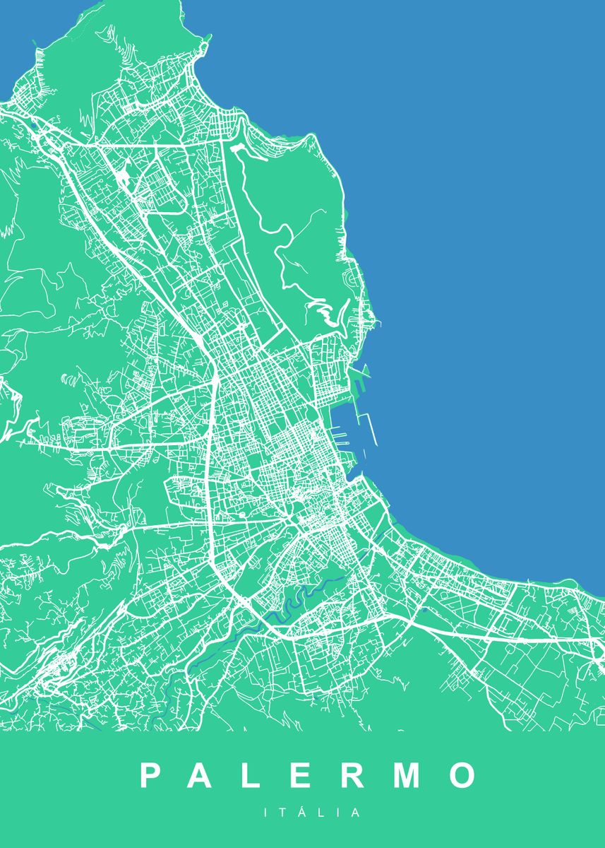 'PALERMO Map ITALY ' Poster, picture, metal print, paint by UrbanMaps ...