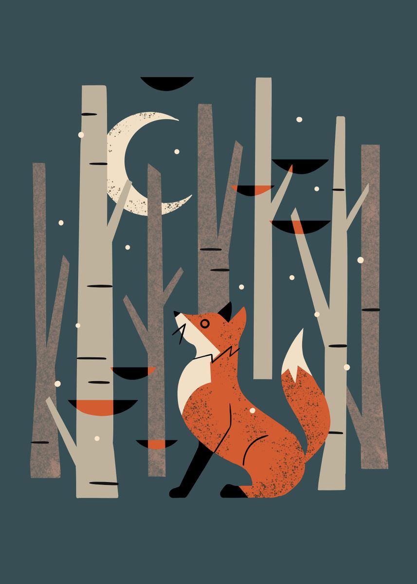 'Winter Forest Fox' Poster, picture, metal print, paint by Renea L ...